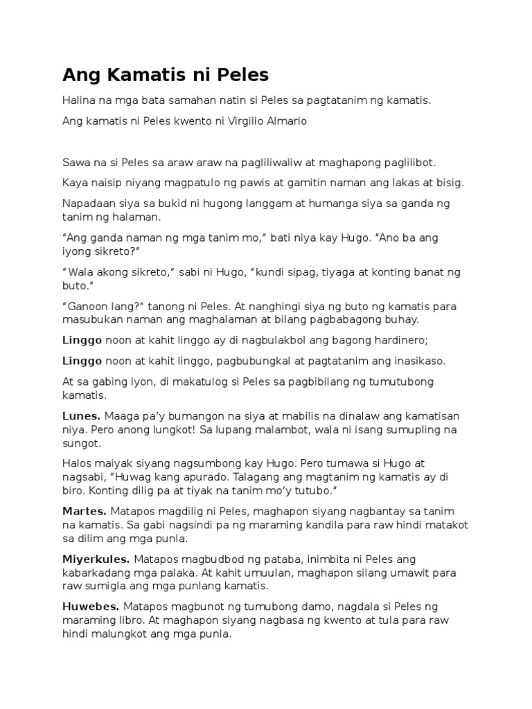 Kamatis Ni Peles | PDF