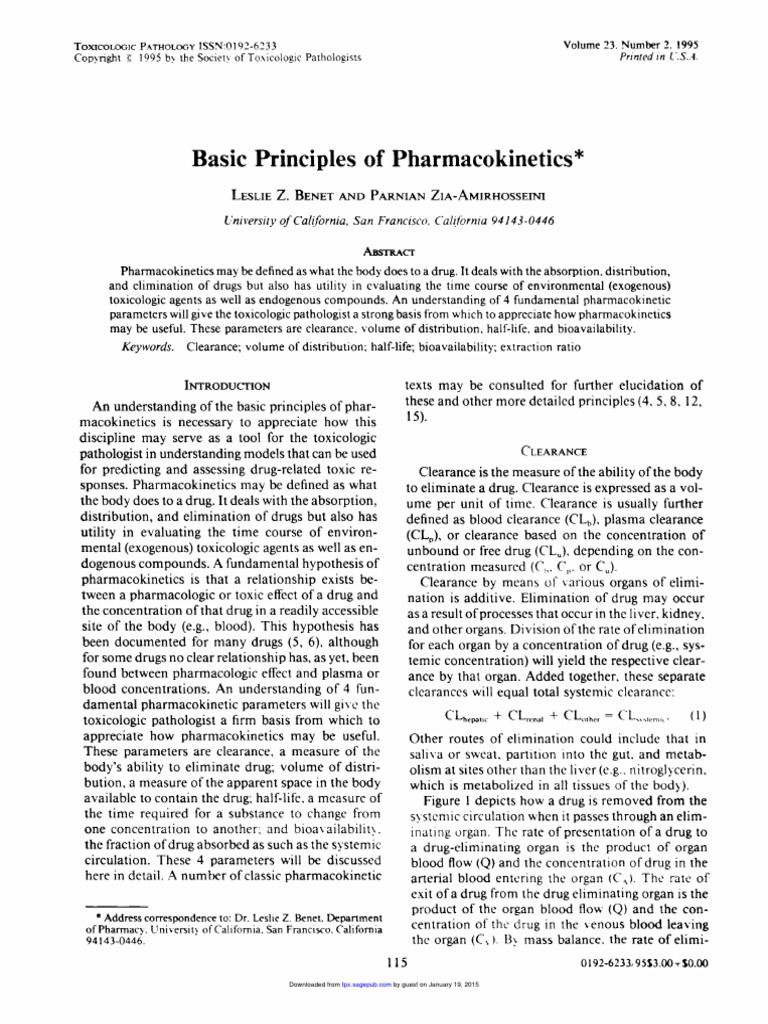 Basic PK Parameters | PDF | Pharmacokinetics | Bioavailability