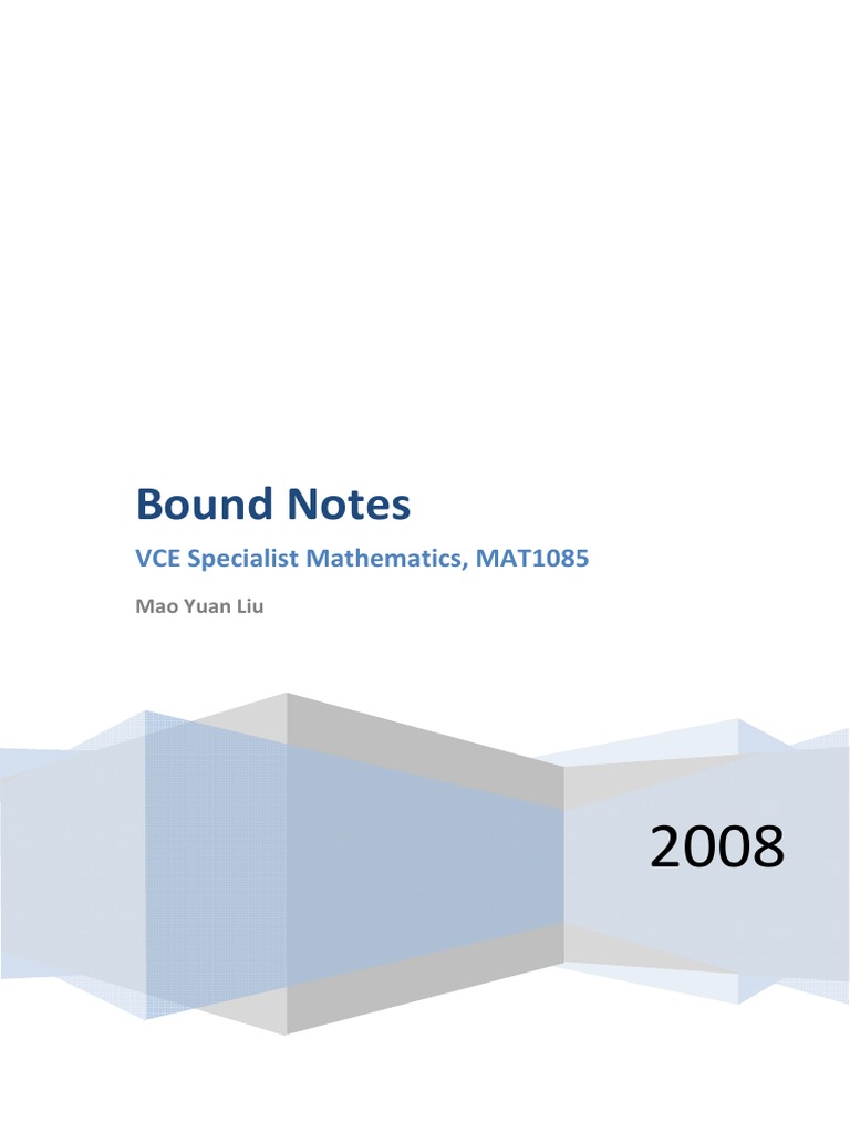Specialist Maths 3/4 Bound Notes | PDF | Teaching Methods & Materials ...