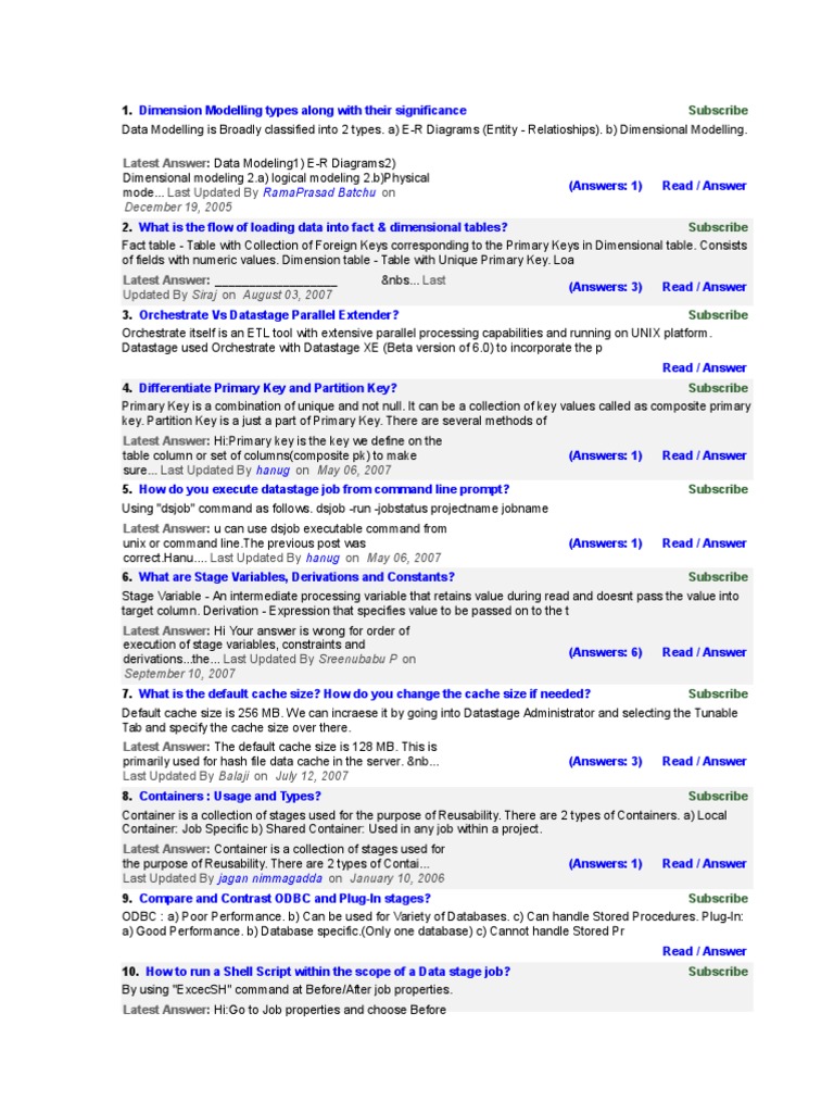 Data Stage FAQS | PDF | Ibm Db2 | Databases