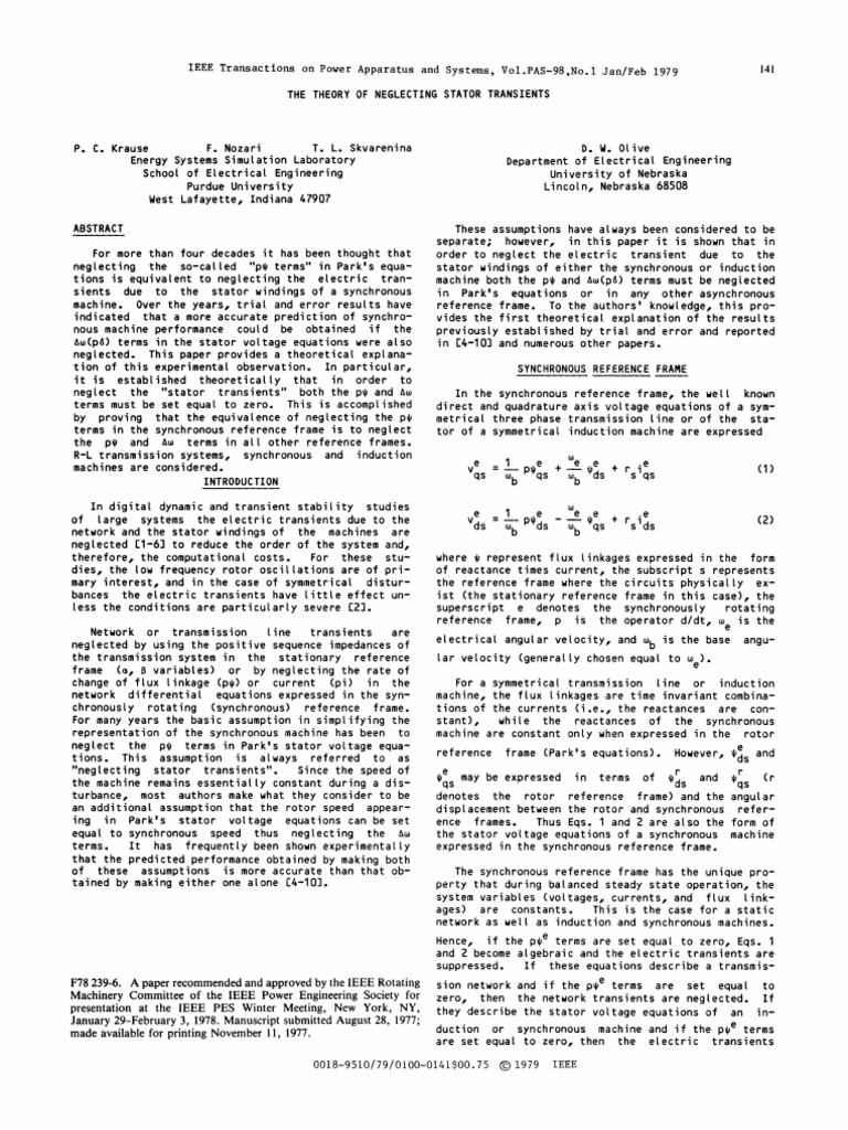 Neglecting Stator Transients | PDF | Steady State | Physical Quantities Neglecting Stator Transients | PDF | Steady State | Physical Quantities