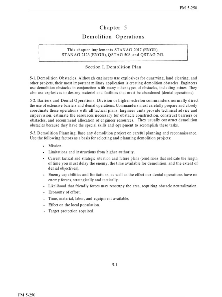 Chapter 5 Demolition Operations | PDF | Reconnaissance | Demolition