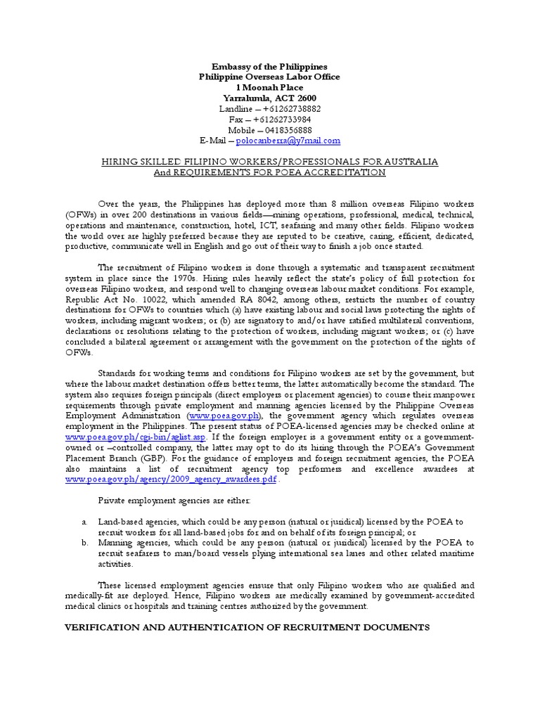 Hiring Skilled Filipino Workers for Australia | PDF | Government | Labour
