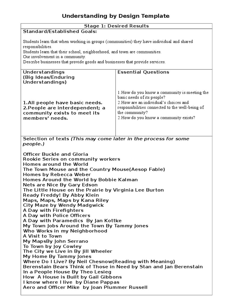 1st Grade Ubd Community Unit | Download Free PDF | Educational ...