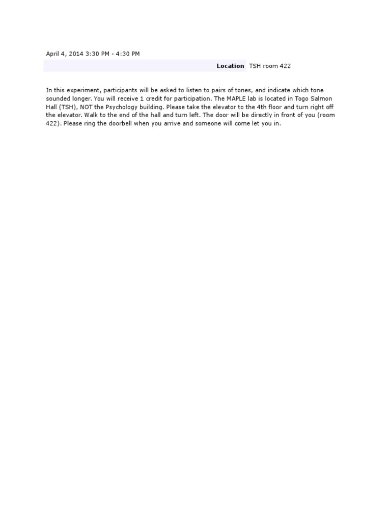 Tone Duration Experiment Participation | PDF | Language Arts & Discipline
