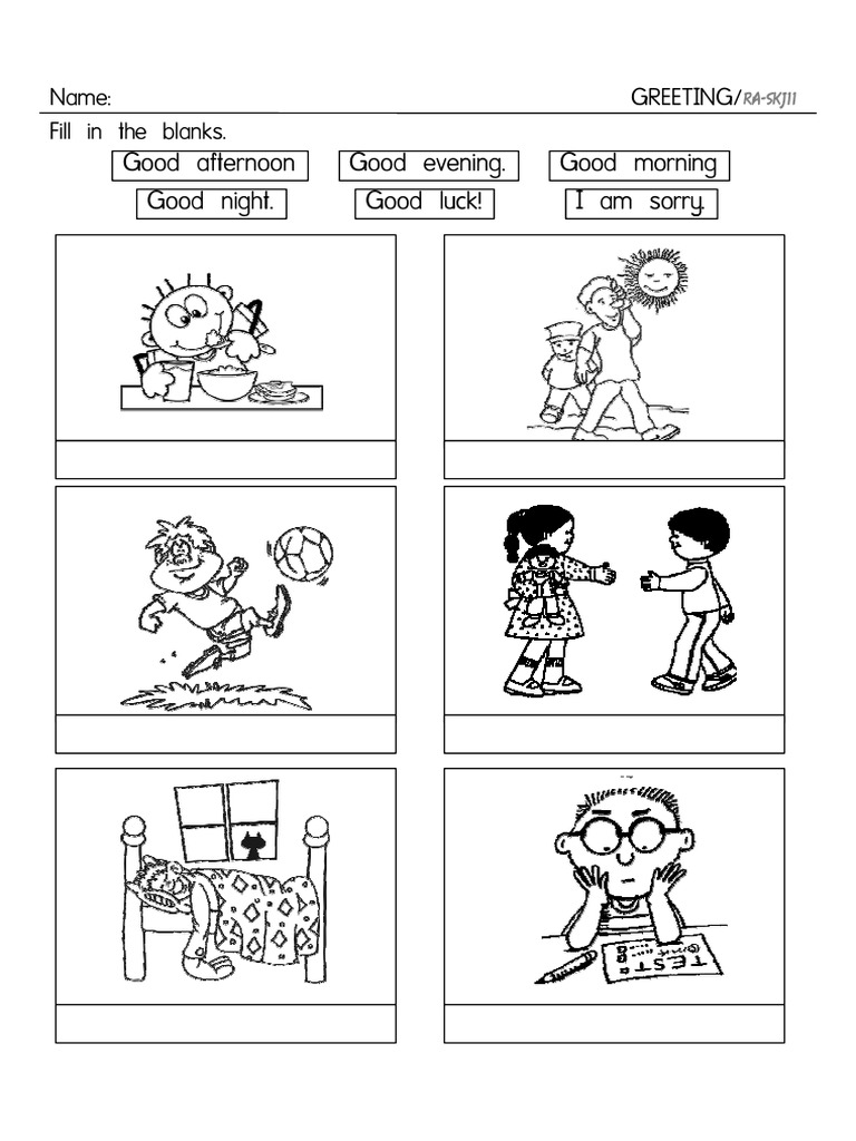 Greetings Worksheet PDF | PDF