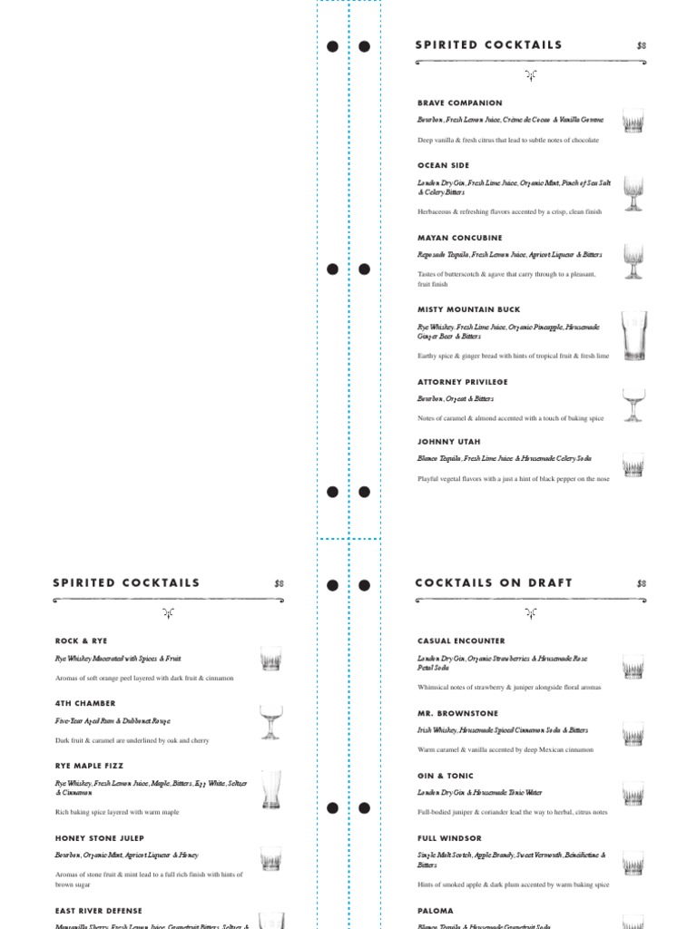Unique Craft Cocktails and Drinks Menu | PDF
