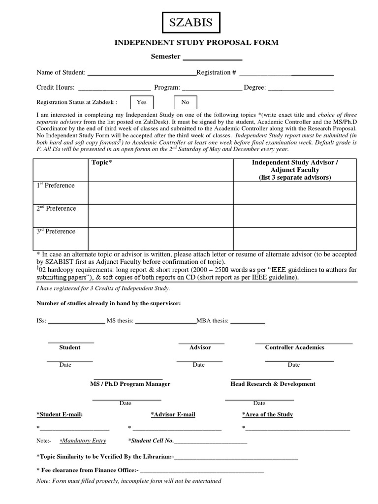 Independent Study Proposal Form | PDF
