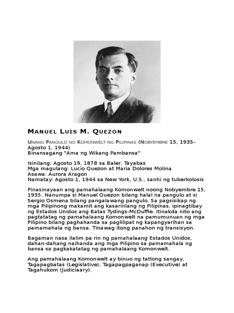 Manuel Luis Quezon | PDF