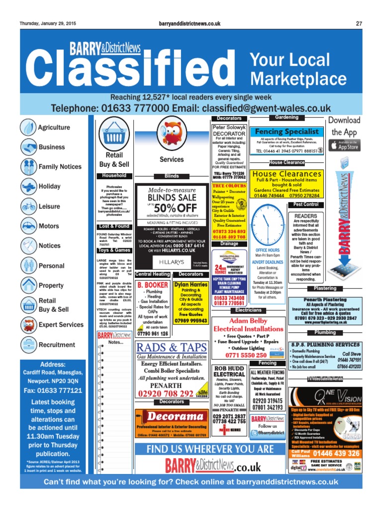 BAR Classified Adverts 290115 | PDF | Newspapers | Advertising