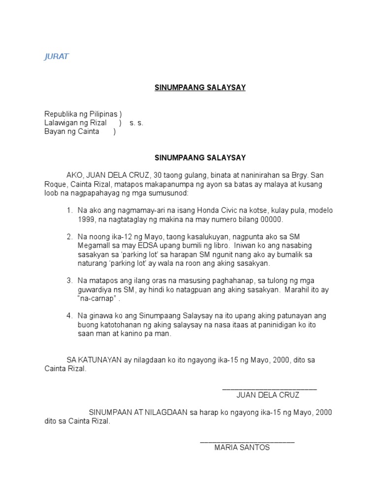 Sinumpaang Salaysay | PDF