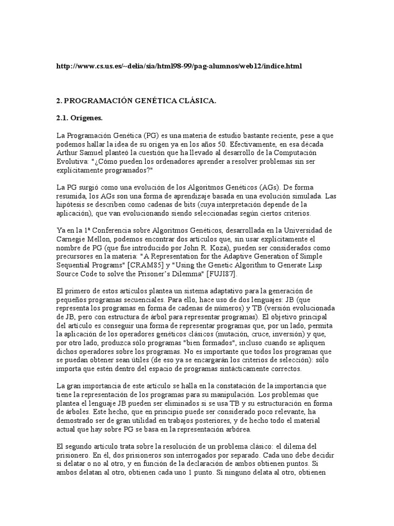 Programacion Genetica | PDF | Algoritmo genético | Evolución