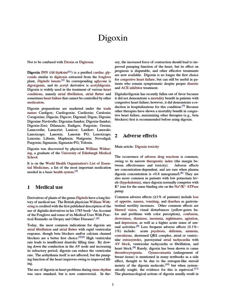 Digoxin | PDF | Pharmacology | Clinical Medicine