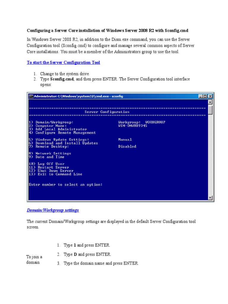 Configuring A Server Core Installation of Windows Server 2008 R2 With ...