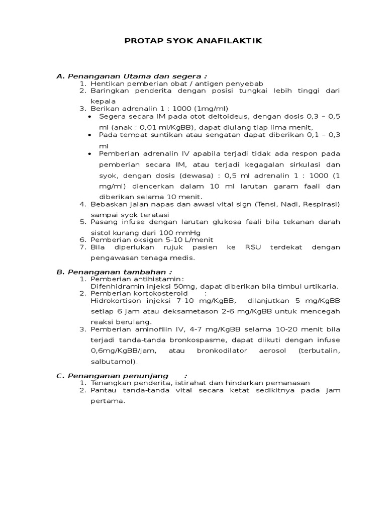 Protap Syok Anafilaktik | PDF