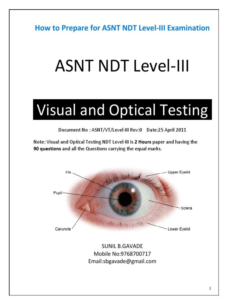ASNT NDT Level-III VT Exam Guide | PDF | Rainbow | Refraction