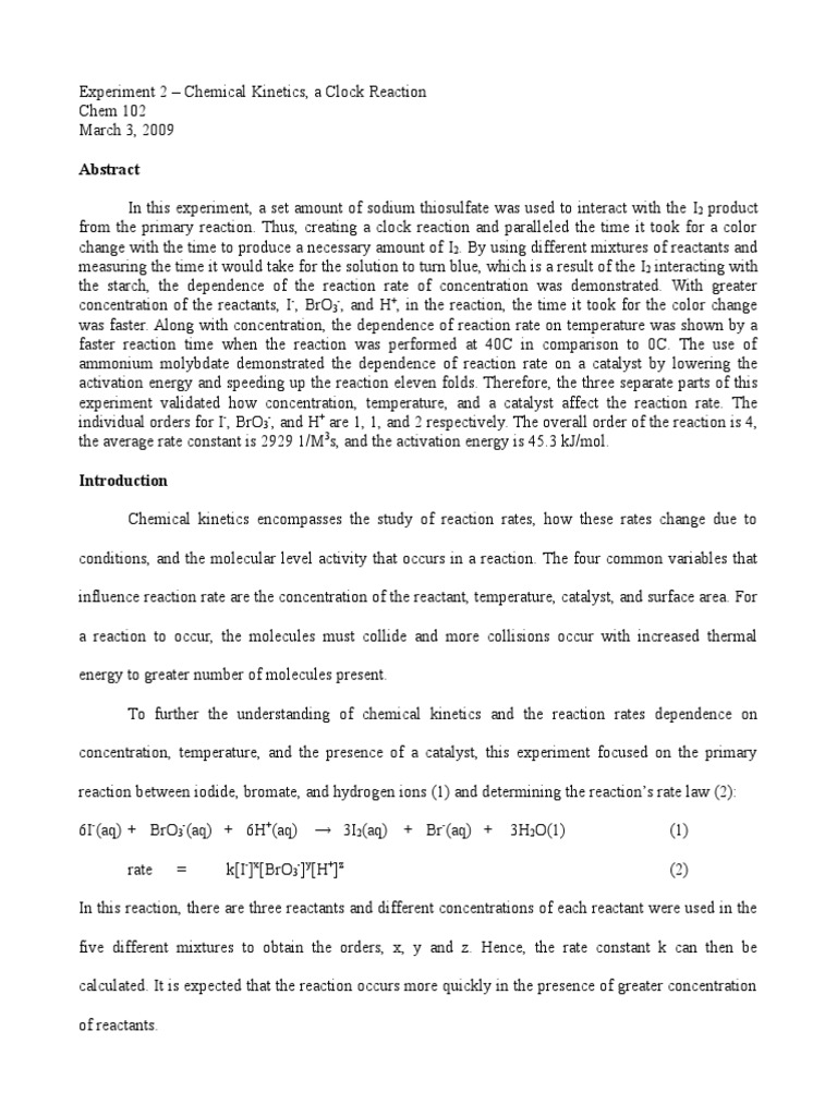 Kinetic Example | PDF | Reaction Rate | Chemical Kinetics