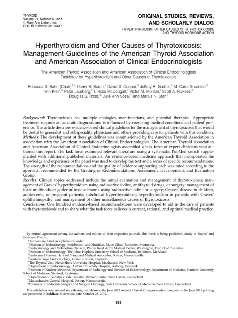 Hipertiroid Guideline, ATA | PDF | Hyperthyroidism | Thyroid ...