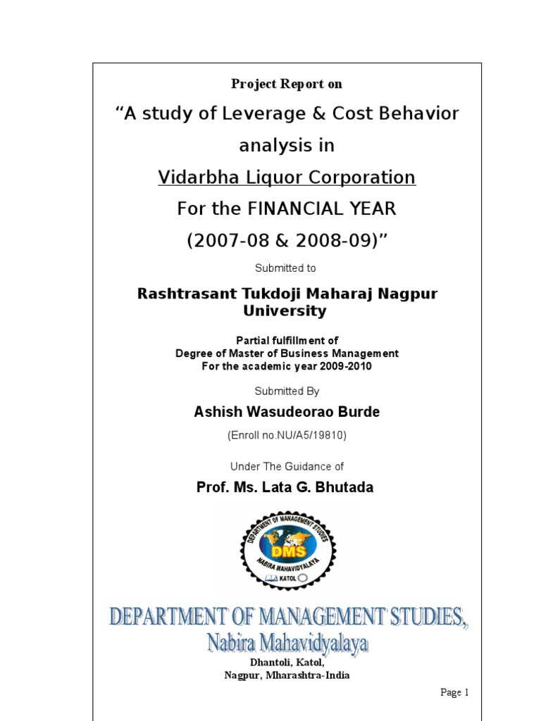 Project Report On | PDF | Leverage (Finance) | Financial Accounting
