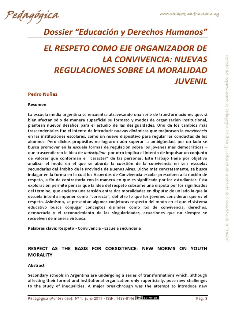 P Nuñez El Respeto Como Eje Organizador de La Convivencia | PDF ...