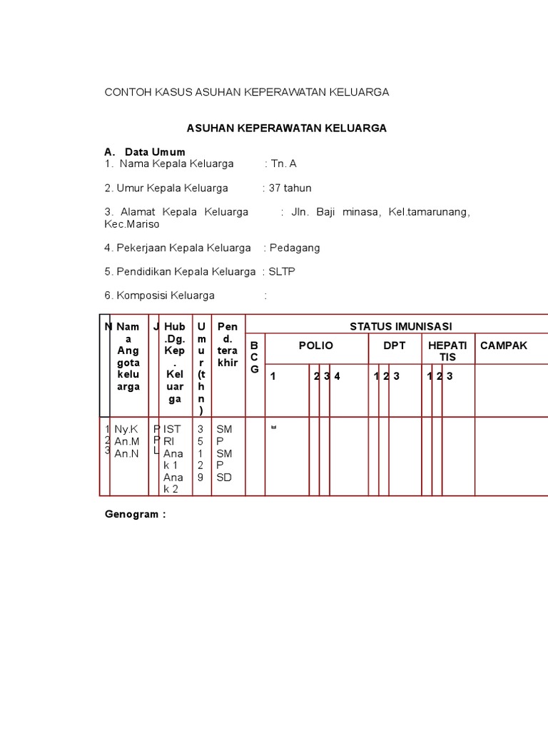 Contoh Kasus Asuhan Keperawatan Keluarga | PDF