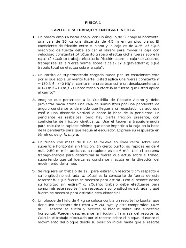 Problemas de Energia Mecanica | PDF | Fricción | Fuerza