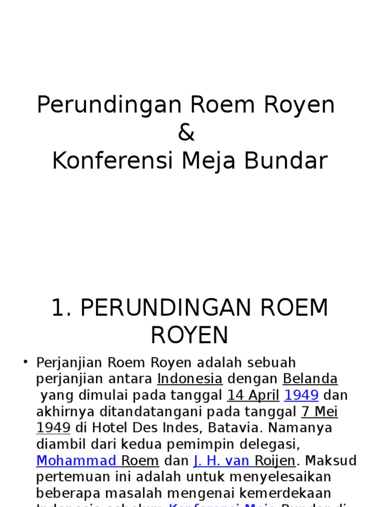 Perundingan Roem Royen | PDF