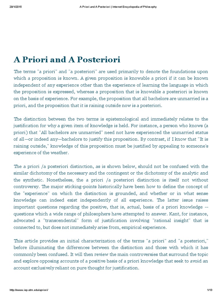 A Priori and A Posteriori | PDF | A Priori And A Posteriori ...