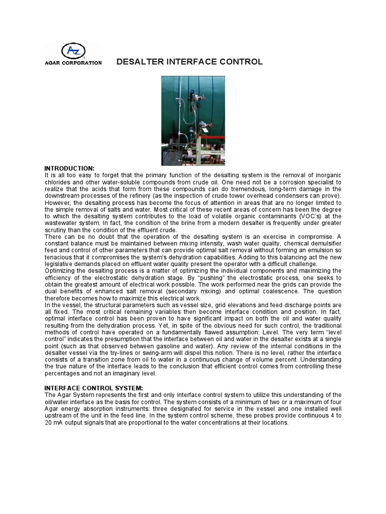 Desalter Control PDF | PDF | Petroleum | Oil Refinery