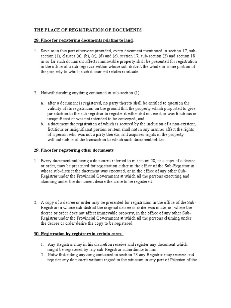 The Place of Registration of Documents | PDF | Property | Law And Economics
