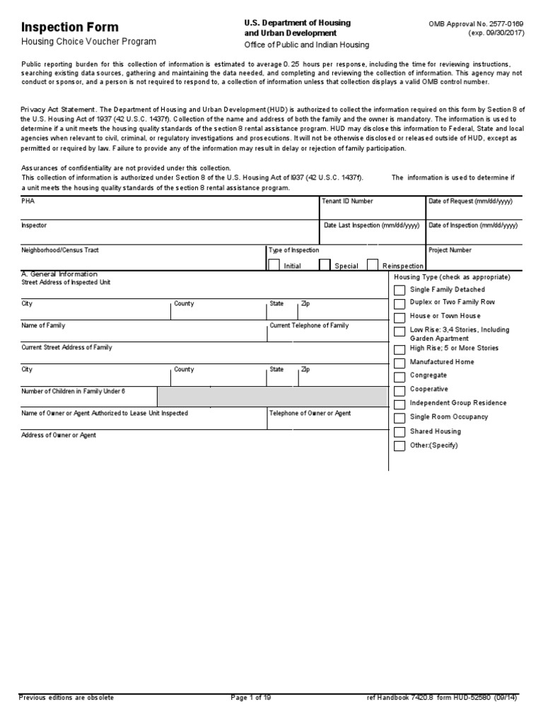 Housing Inspection Checklist | PDF | Section 8 (Housing) | Bathroom