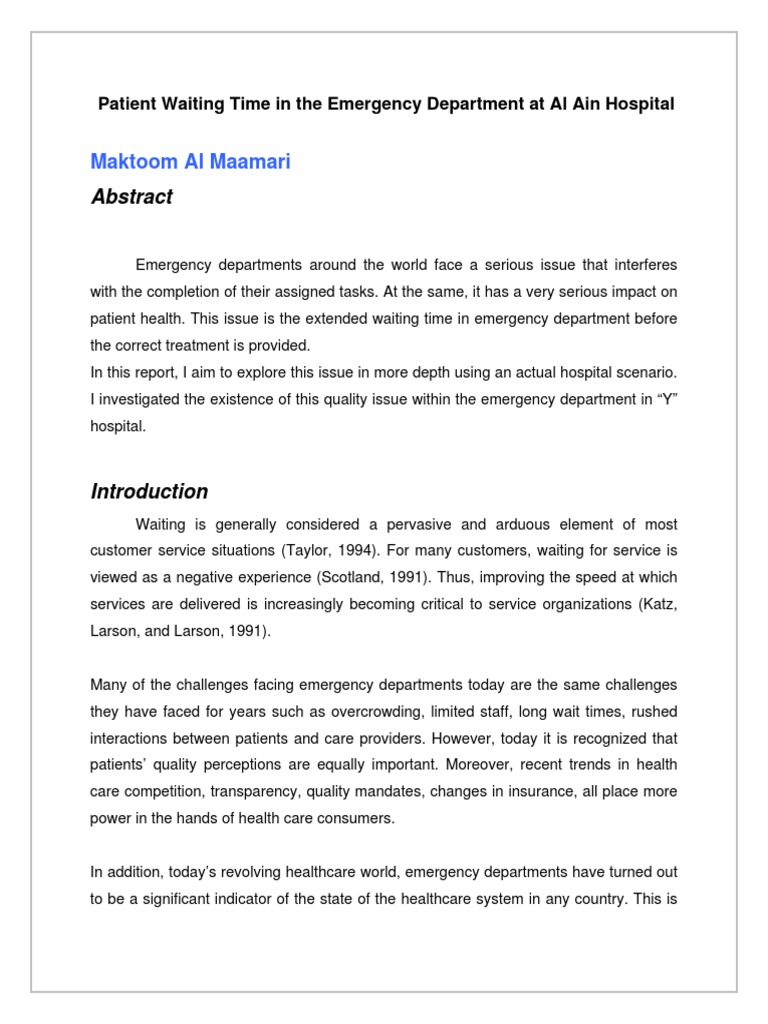 Emergency Department Wait Times Analysis | PDF | Emergency Department ...