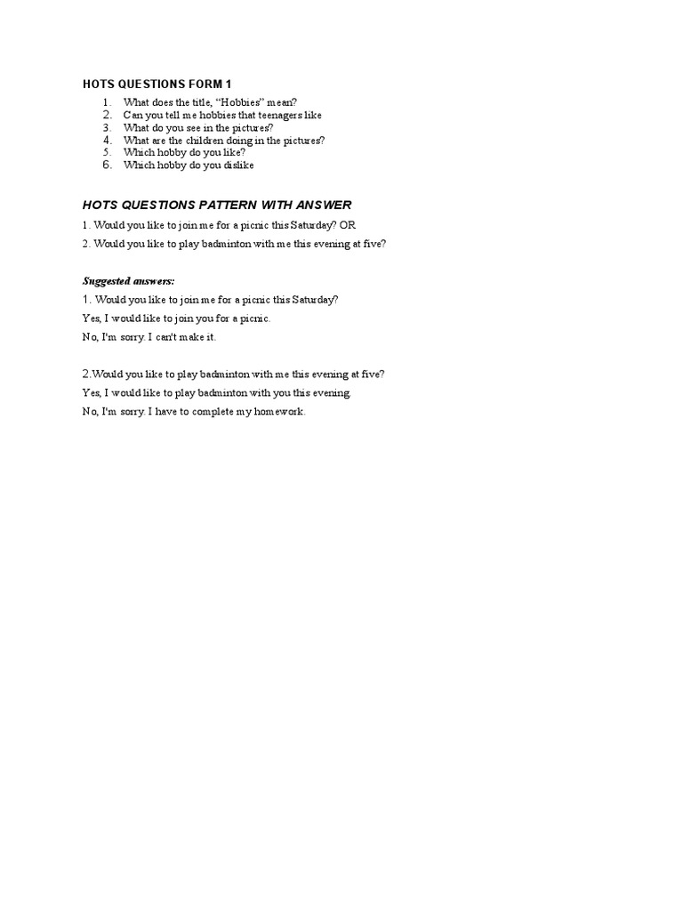 Hots Questions Pattern With Answer | PDF