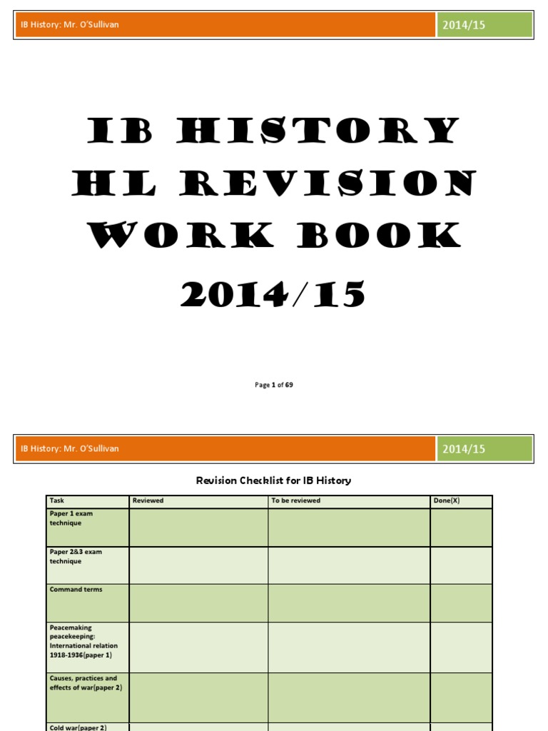 Ib History HL Revision Work Book | PDF | Question | Test (Assessment)