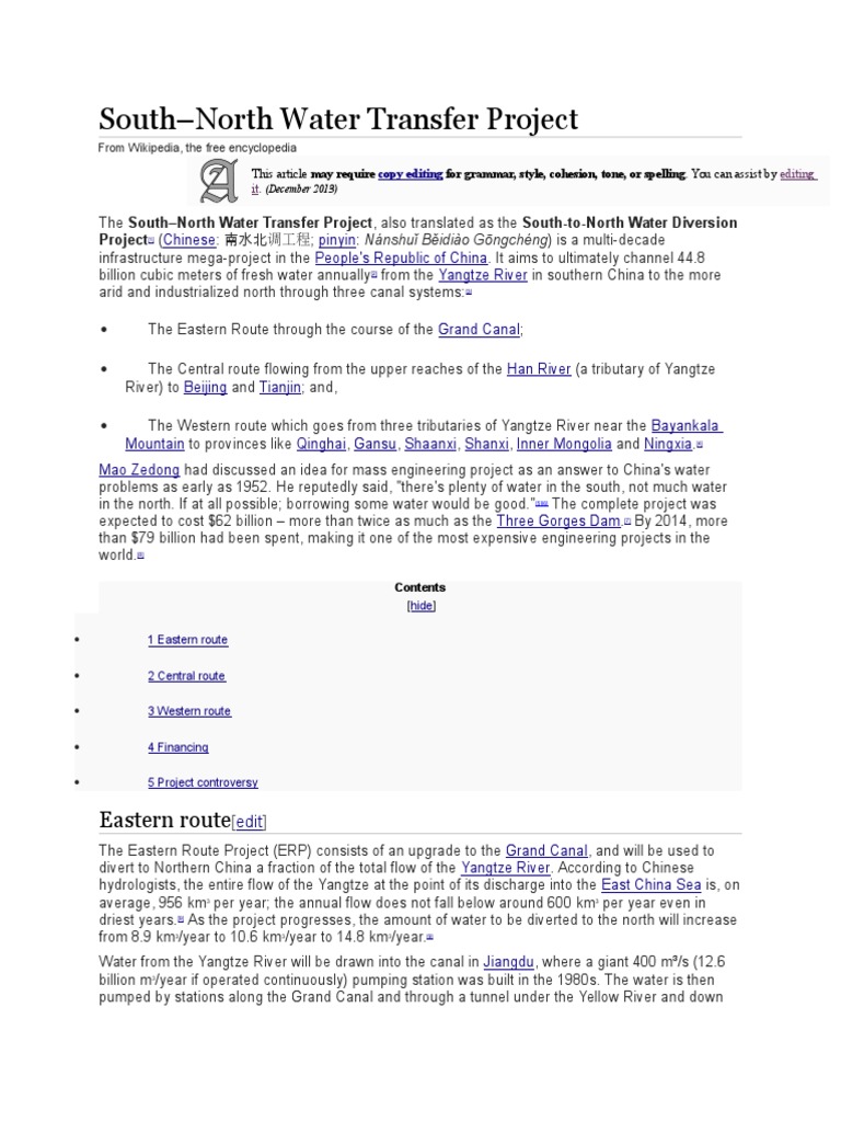 South-North Water Transfer Project: Eastern Route | PDF | Hydraulic ...