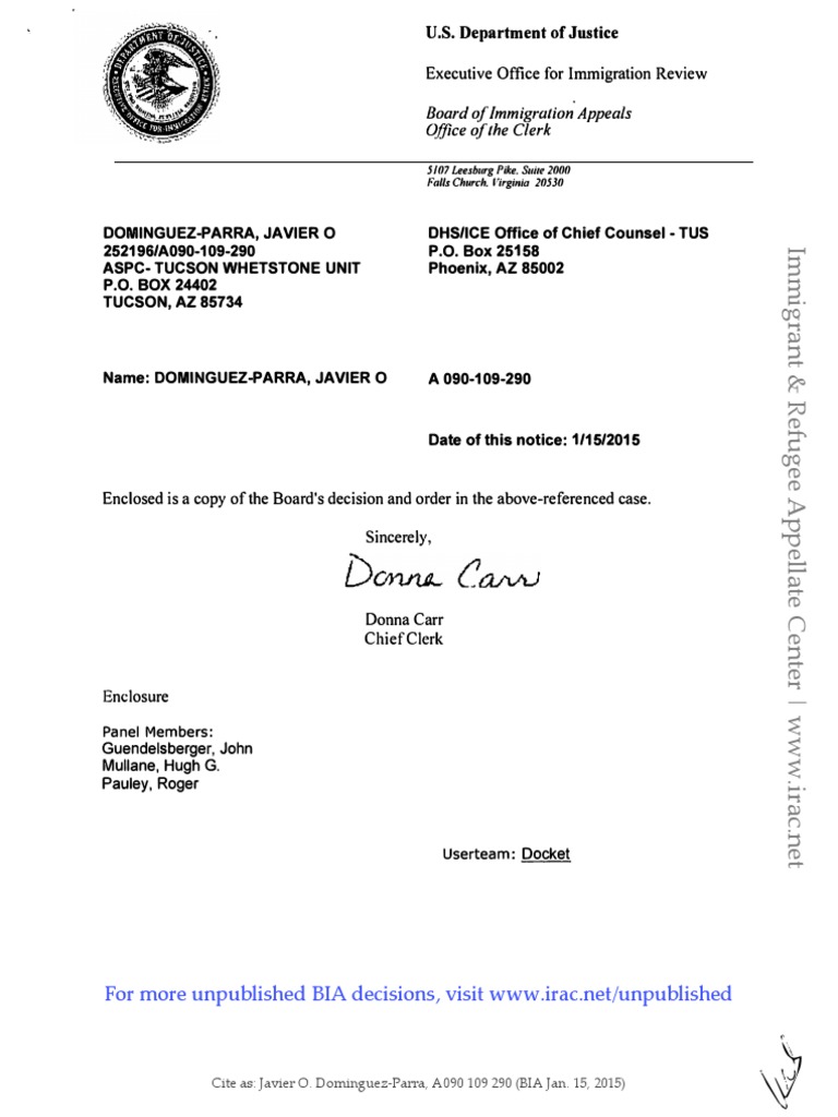 Javier O. Dominguez-Parra, A090 109 290 (BIA Jan. 15, 2015) | PDF ...