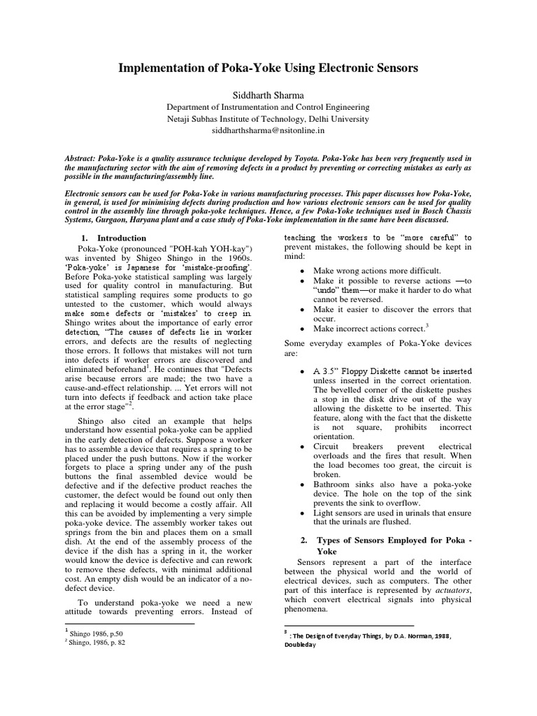Poka-Yoke Implementation Using Sensors | PDF | Relay | Bipolar Junction ...