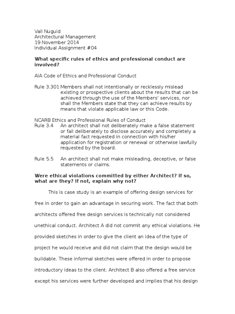 Response To AIA Ethics of Conduct | PDF | Architect | Government Budget ...