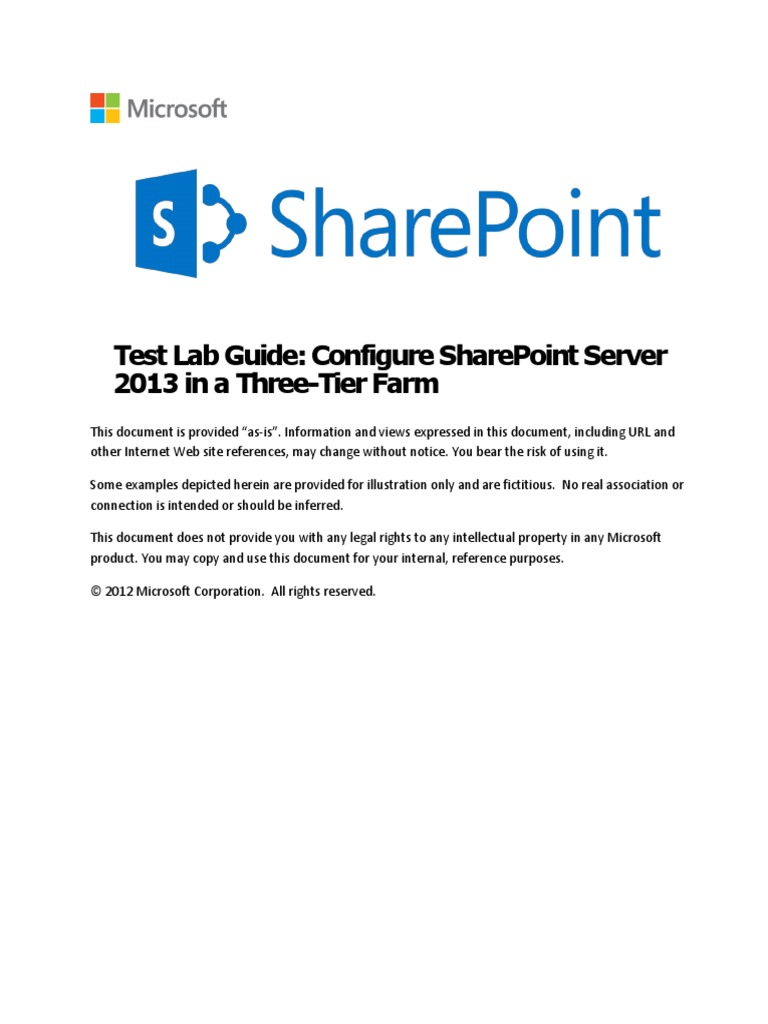 Test Lab Guide: Configure Sharepoint Server 2013 in A Three-Tier Farm | PDF