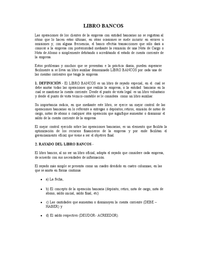 Guía del Libro de Bancos en Contabilidad | PDF | Bancos | Contabilidad