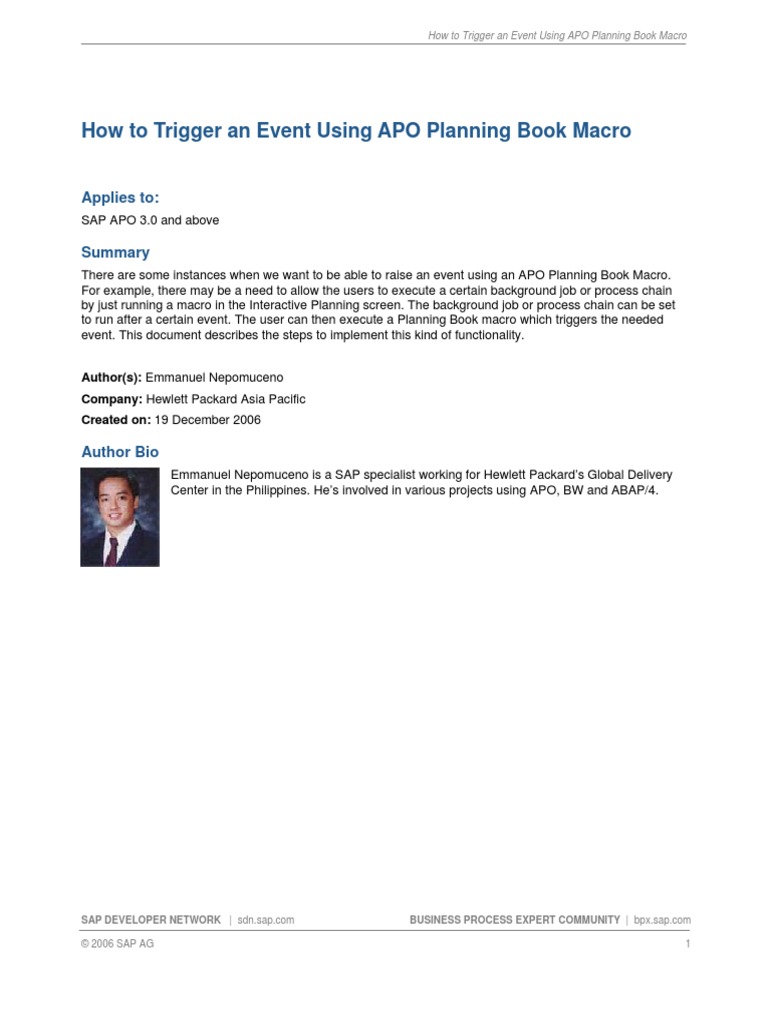 How To Trigger An Event Using APO Planning Book Macro | PDF | Subroutine | Parameter (Computer ...