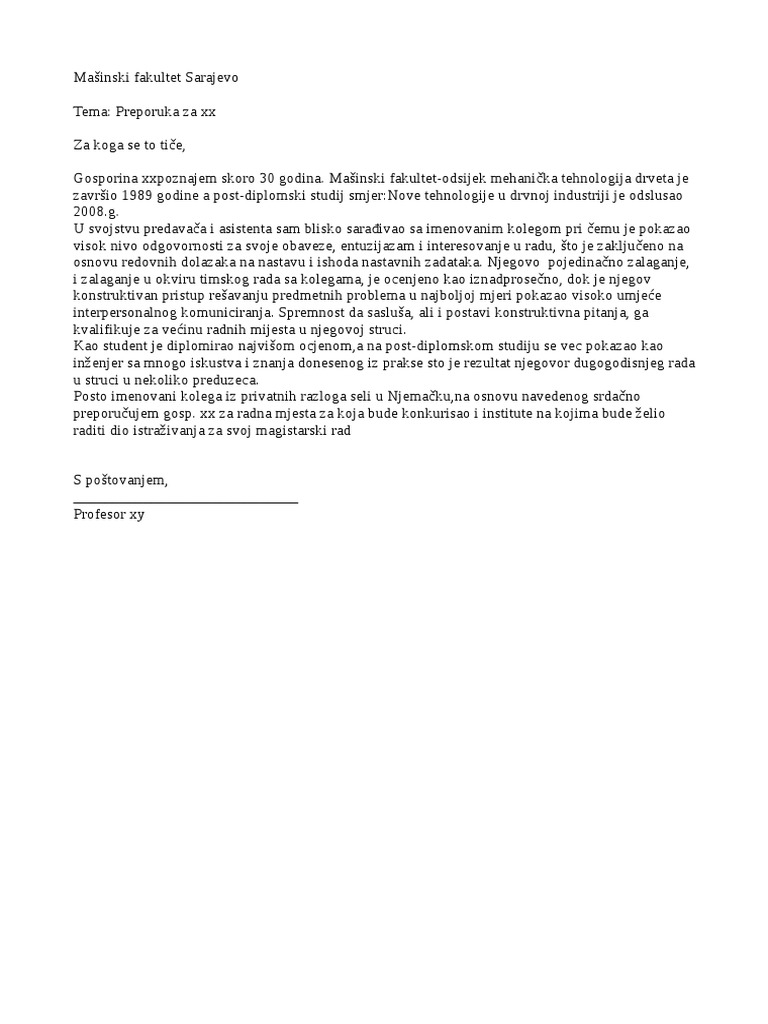 Pismo Preporuke | PDF