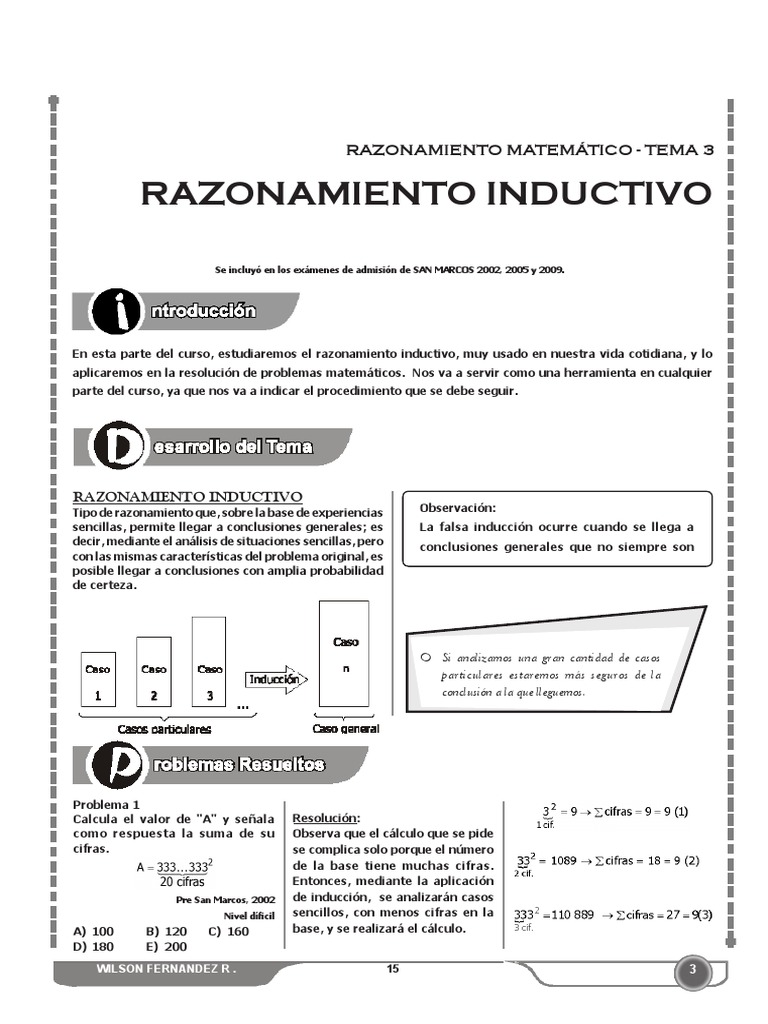 PAMER - Raz. Inductivo - Deductivo - Inducción | PDF | Razonamiento inductivo | Razón