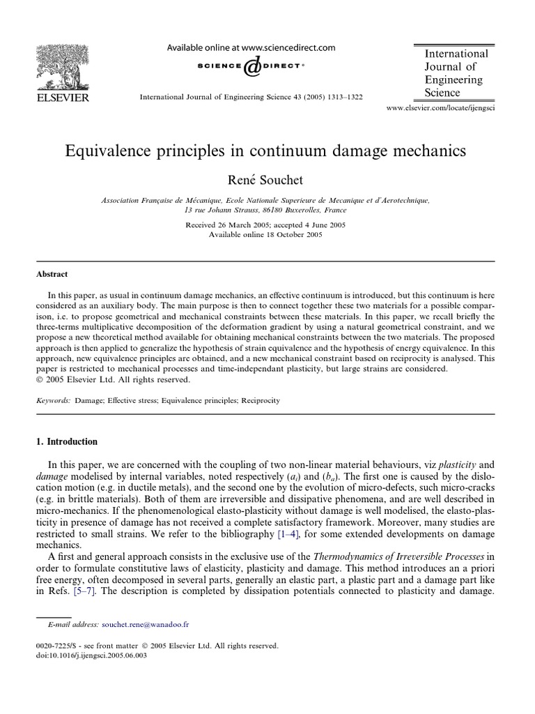 Continuum Damage Mechanics | PDF | Elasticity (Physics) | Deformation (Mechanics)