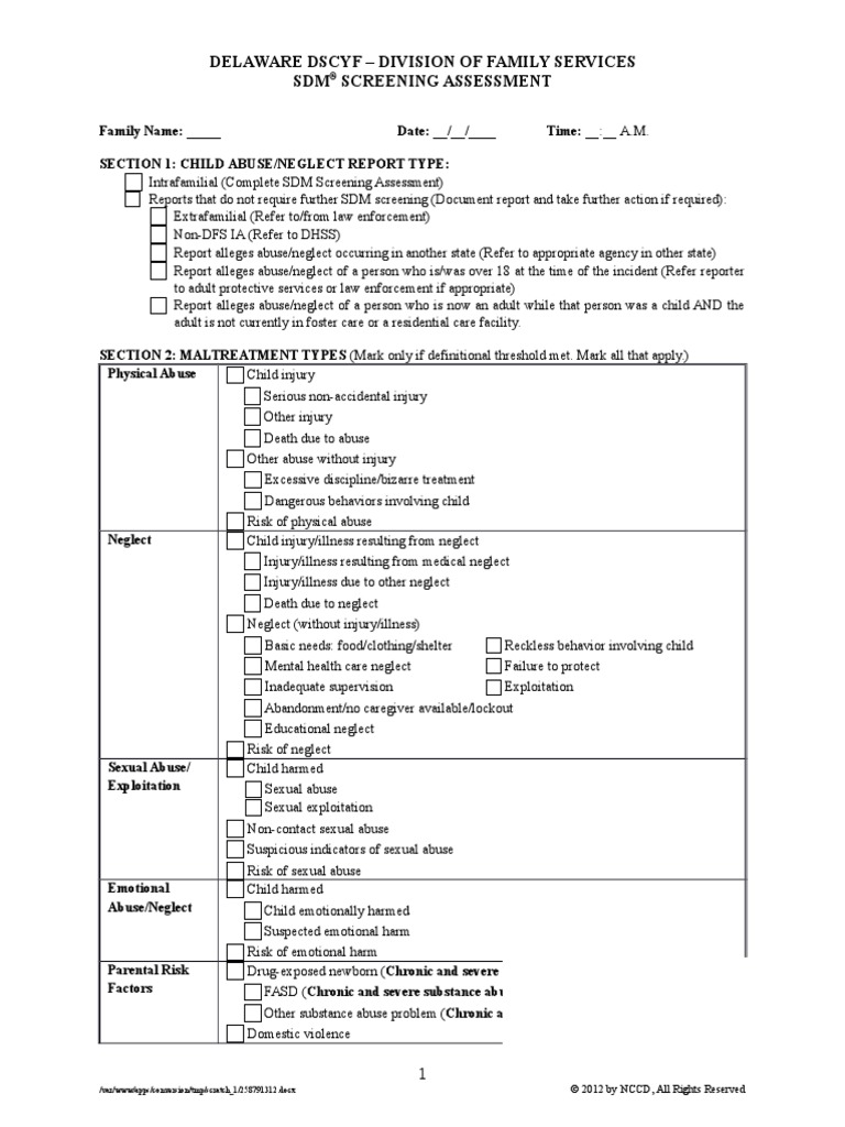 Ahs8100 SDM Intake Template | PDF | Child Neglect | Child Abuse