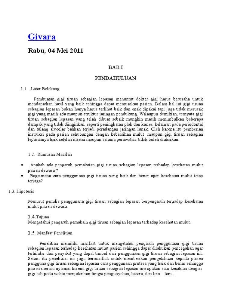 Pengaruh Prothesa Gigi Terhadap Kesehatan Mulut | PDF | Karier ...