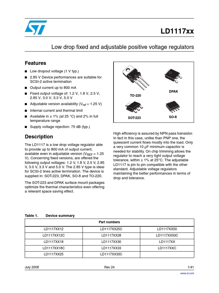 LD1117 PDF | PDF | Trademark | Bipolar Junction Transistor