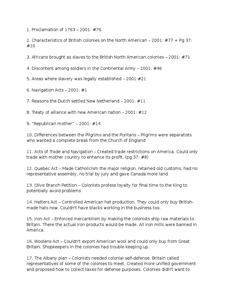Unit 1 APUSH Test Answers | PDF | American Revolution | British ...