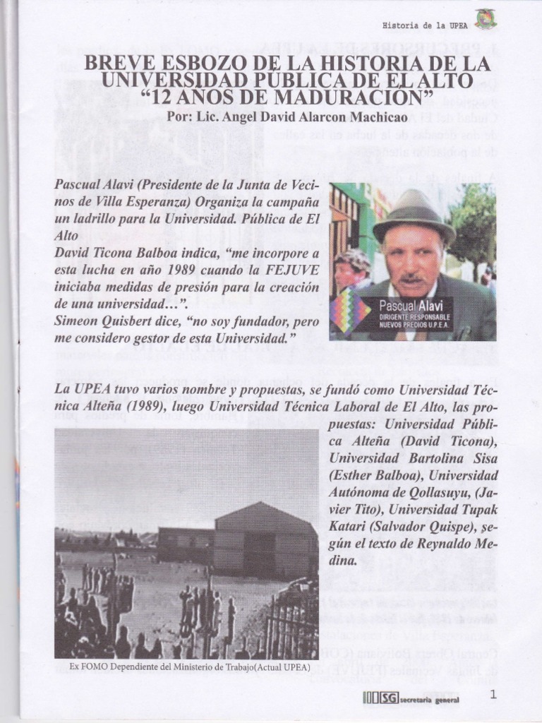 Historia de La UPEA | PDF | Universidad | Educación más alta