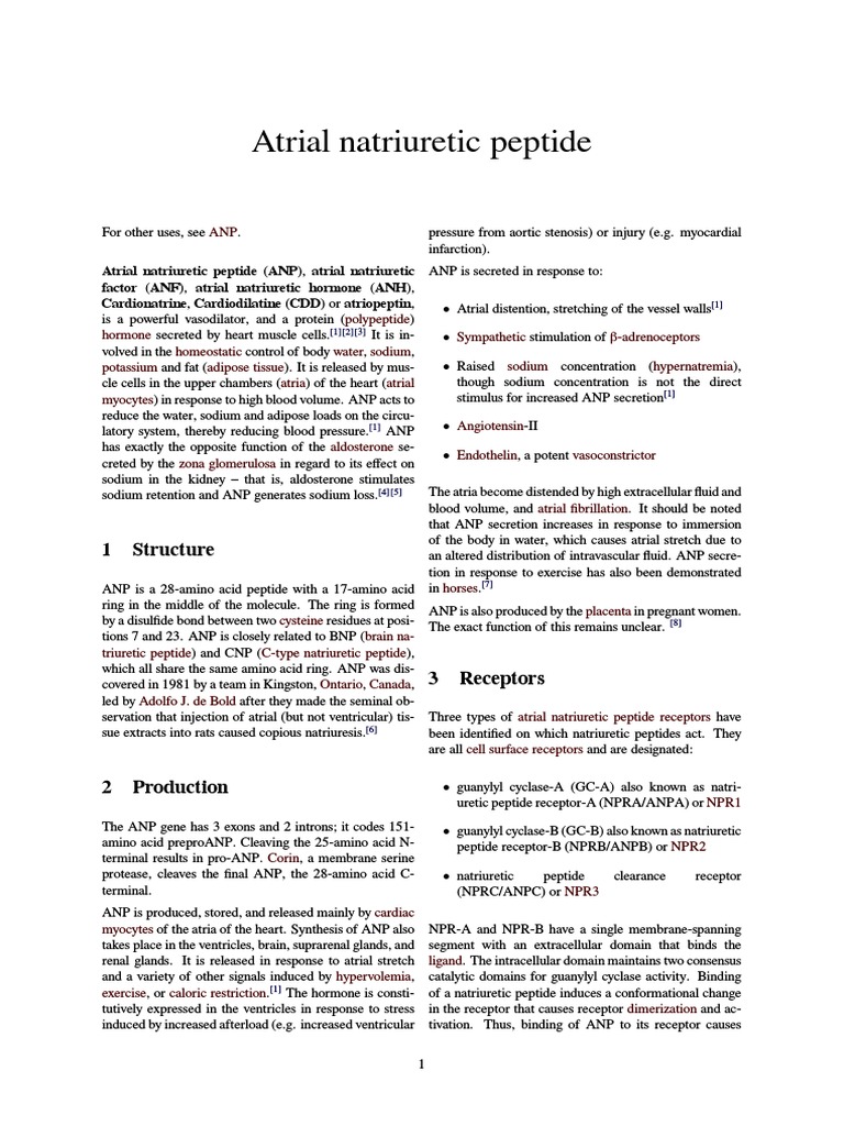 Atrial Natriuretic Peptide | PDF | Biochemistry | Chemistry